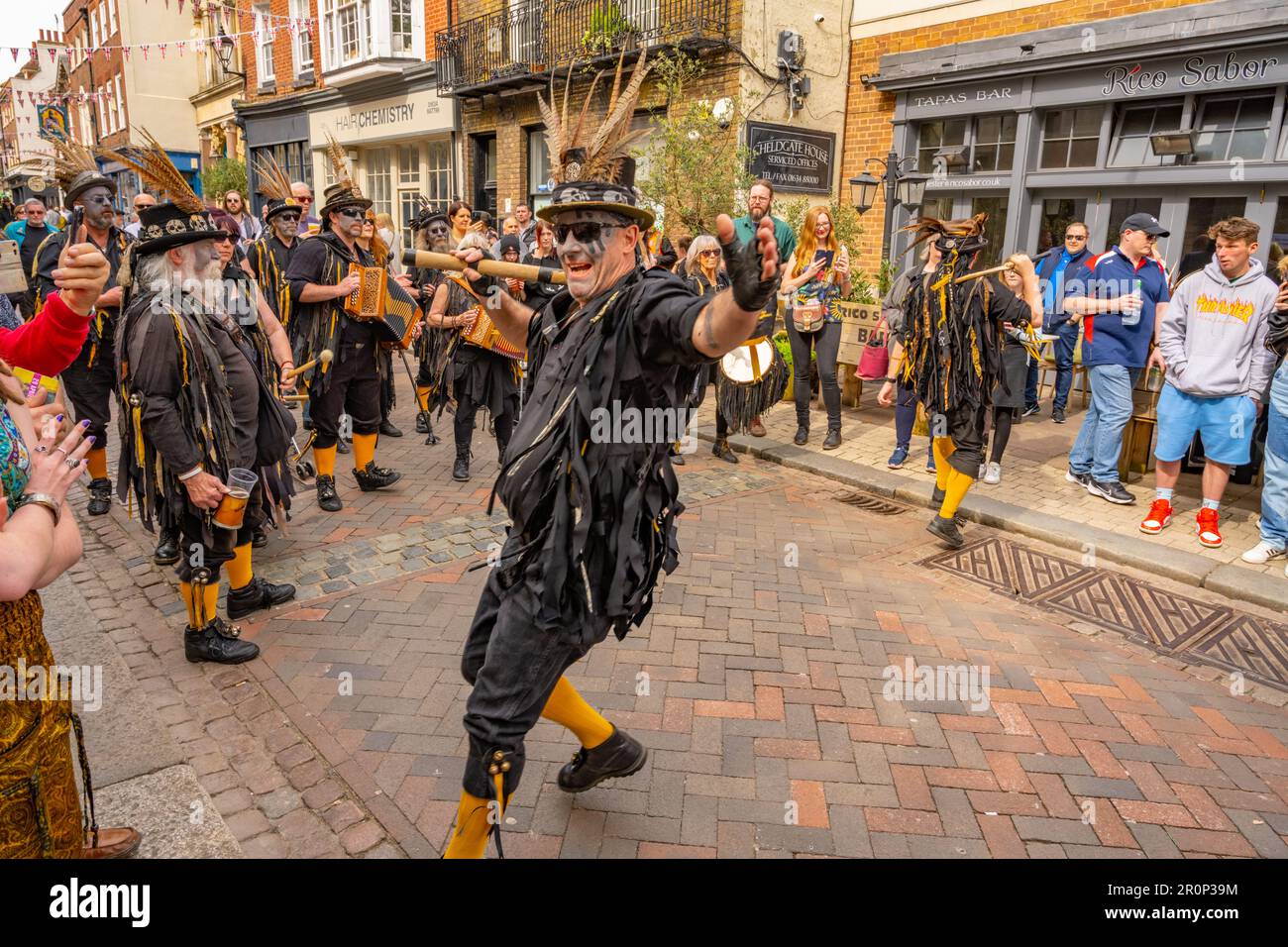 Morris dancers in Rochester High street during the 2023 Sweeps Festival ...