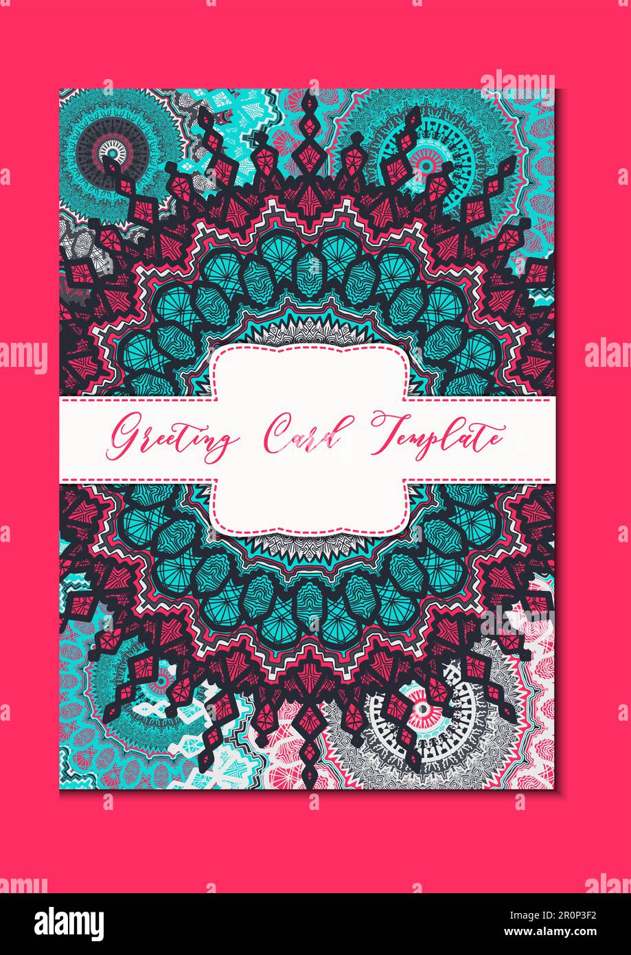 Mandala vintage template card in arabic and indian, islam and ottoman ...