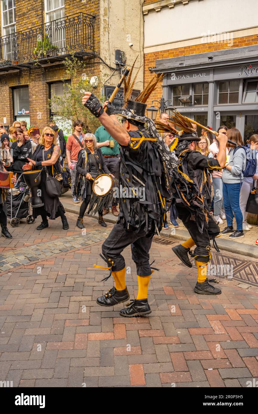 Morris dancers in Rochester High street during the 2023 Sweeps Festival ...