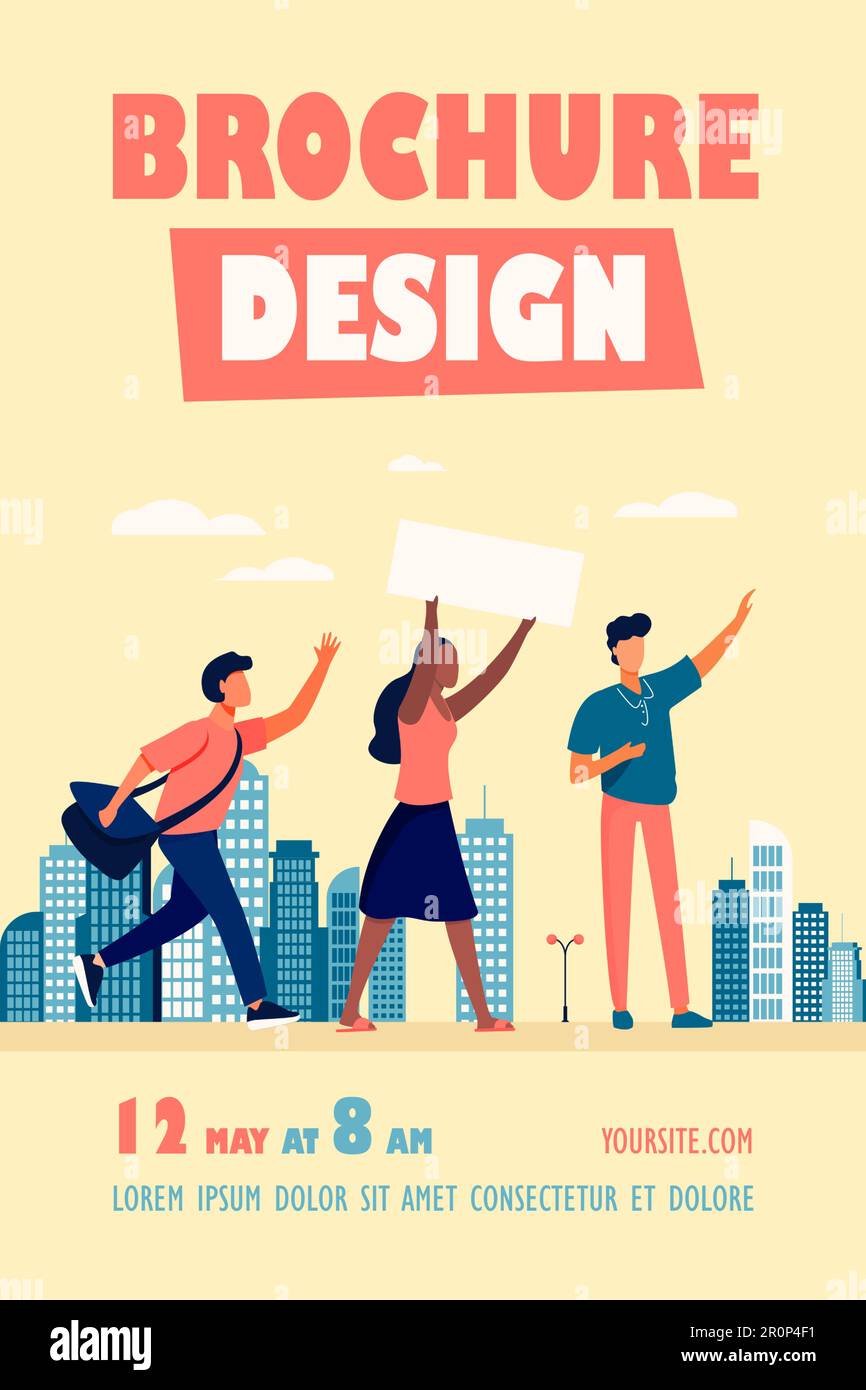 Young people with banner at social meeting Stock Vector Image & Art - Alamy