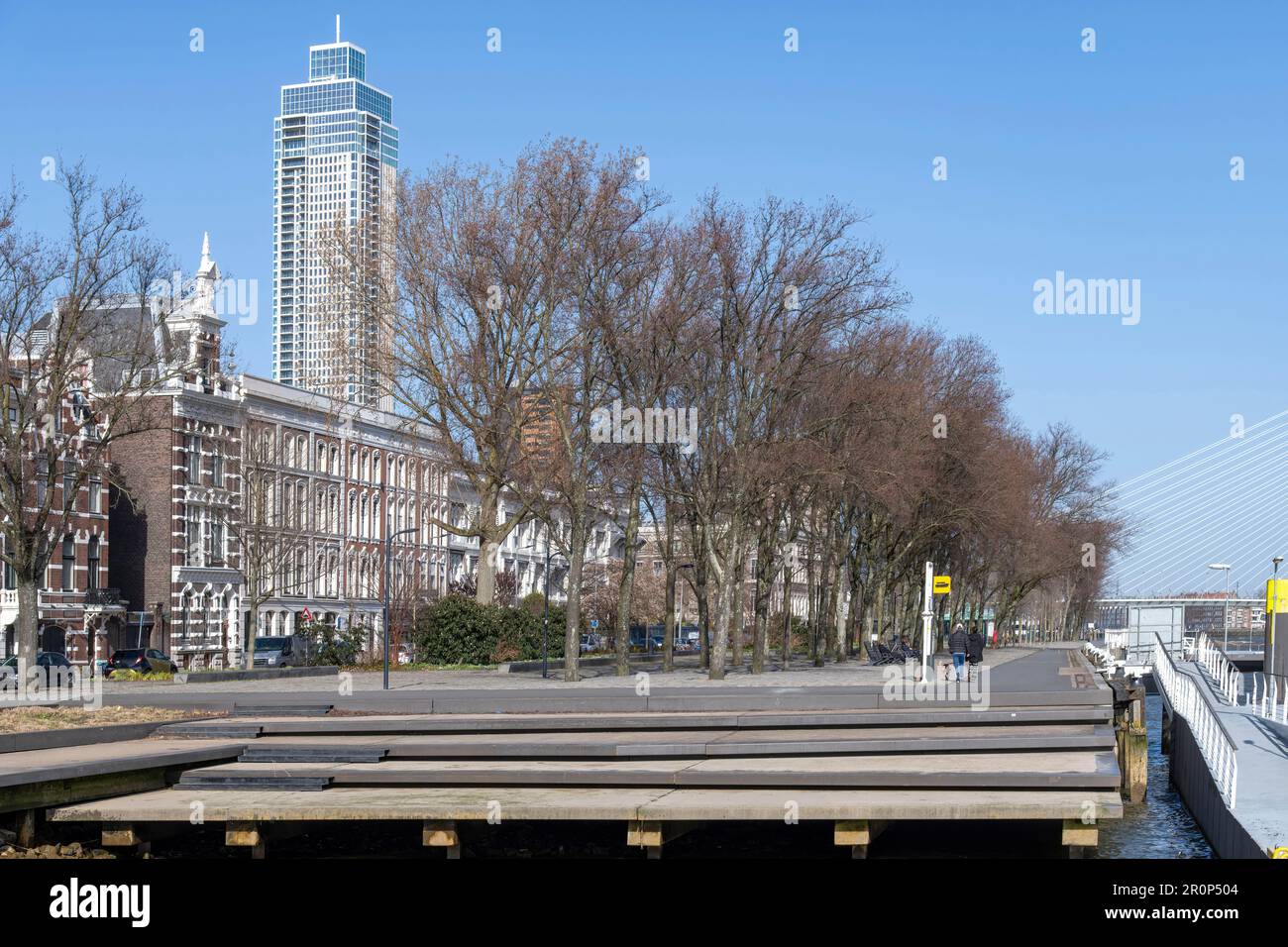 View of people walking on the Westerkade quay, Rotterdam, the ...