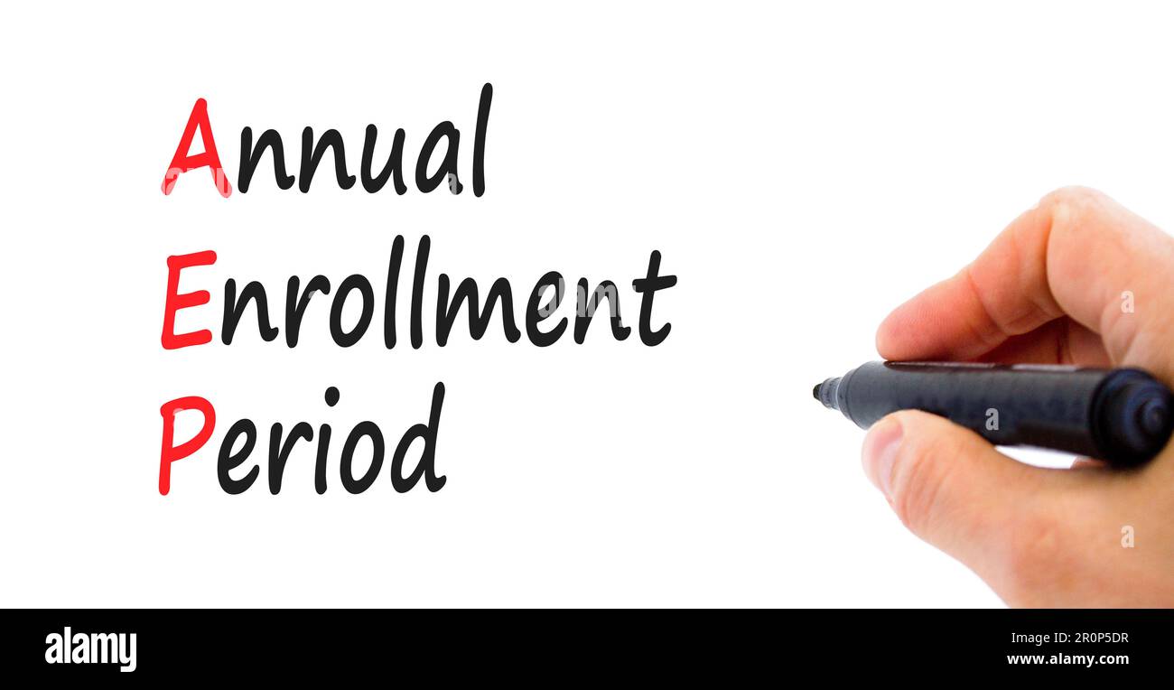 AEP symbol. Concept words AEP Annual enrollment period on beautiful ...