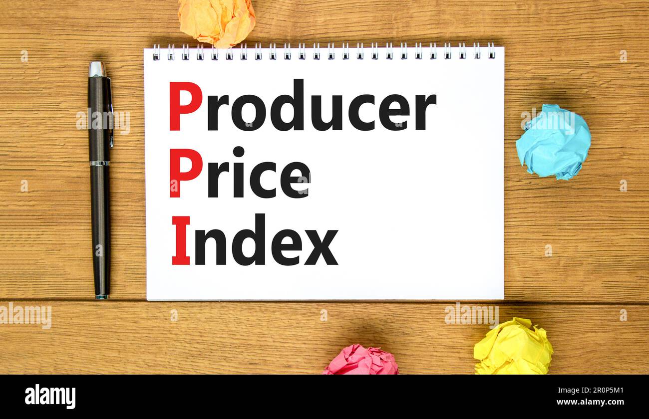 PPI Producer price index symbol. Concept words PPI Producer price index on white note. Beautiful ...