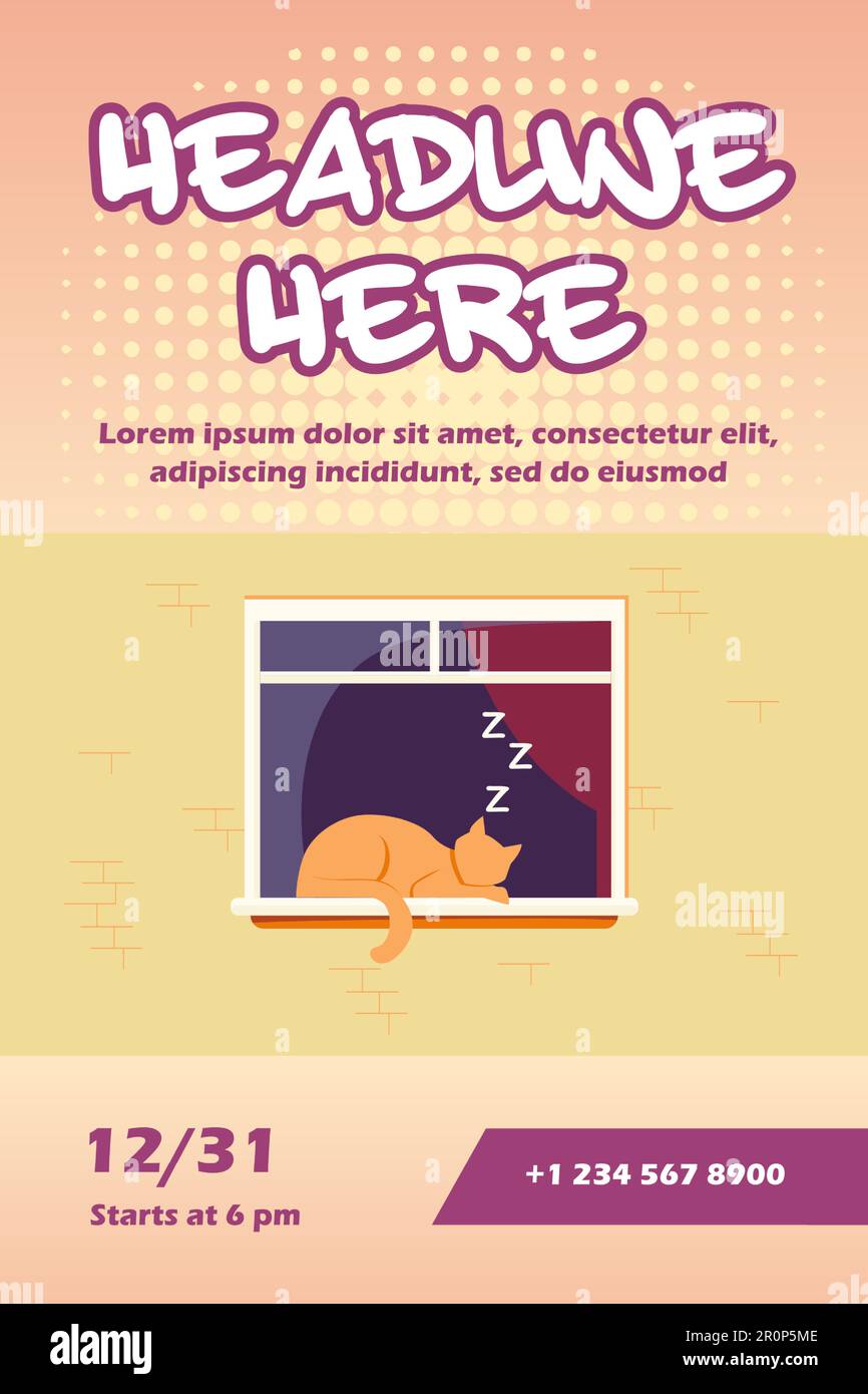 Cute cat sleeping house Stock Vector Images - Alamy