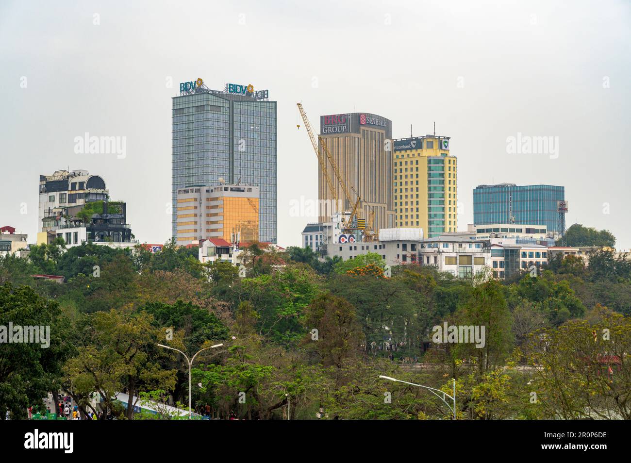 Skyline of high-rise commercial buildings in Hanoi city centre, Vietnam ...