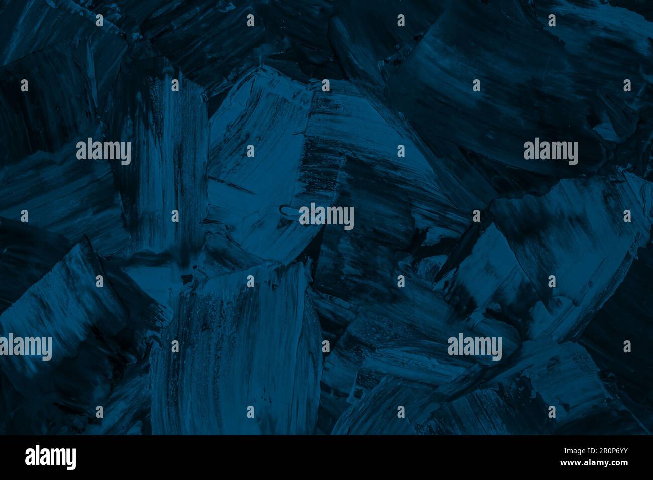 An array of black and blue spatula strokes abstract paining arranged in ...