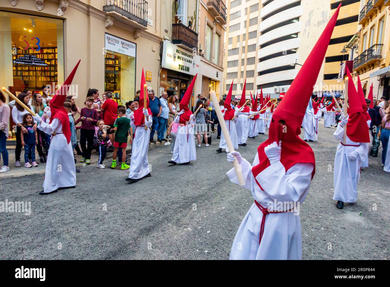 Semana Santa Holy Week procession through the streets of Malaga in ...