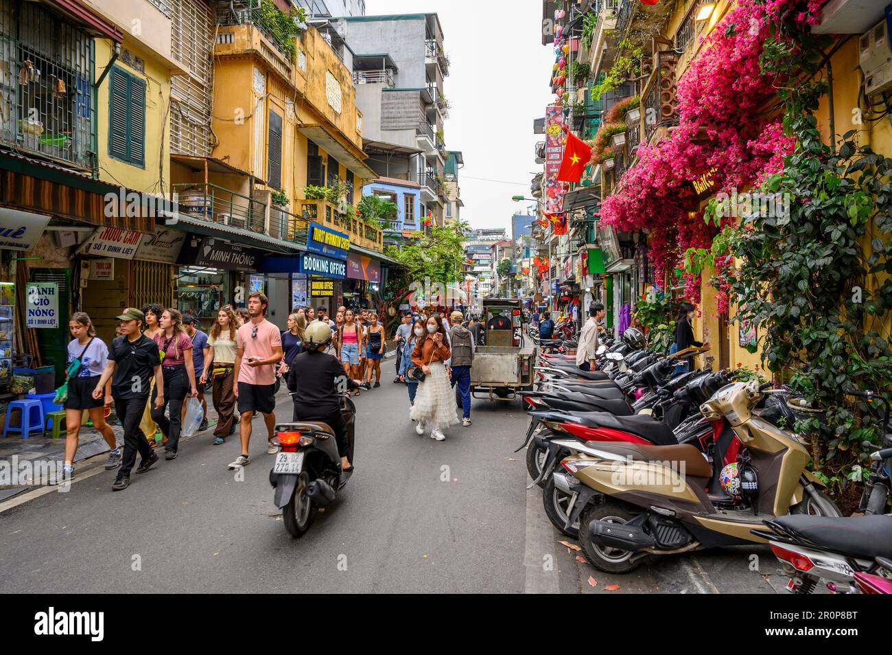 A typical street scene in downtown Hanoi with a random collection of ...