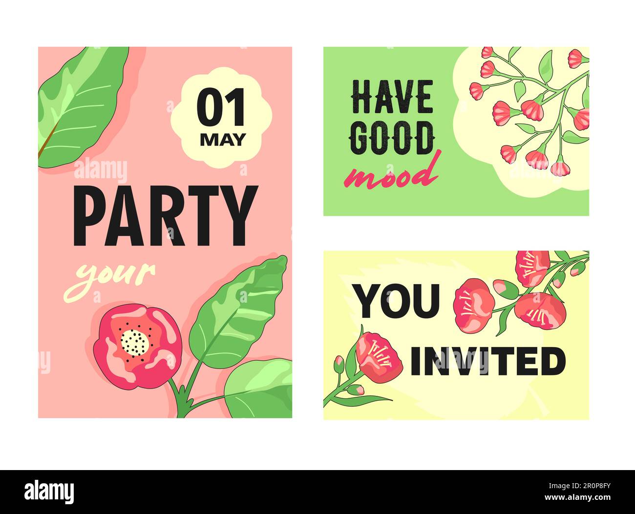 Stylish floral party invitation designs Stock Vector Image & Art - Alamy