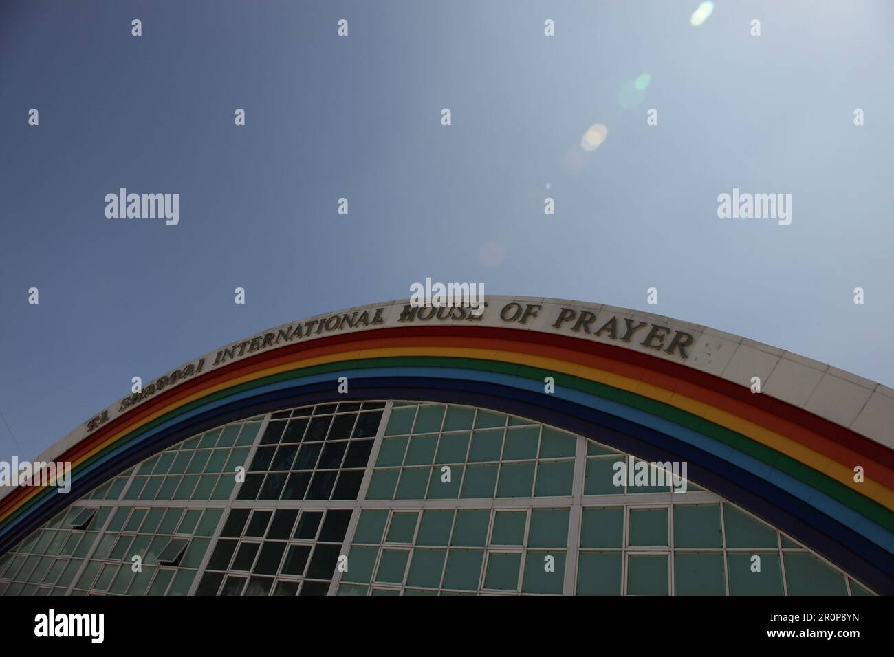 Detail of the rainbow on top of El Shaddai International House of ...