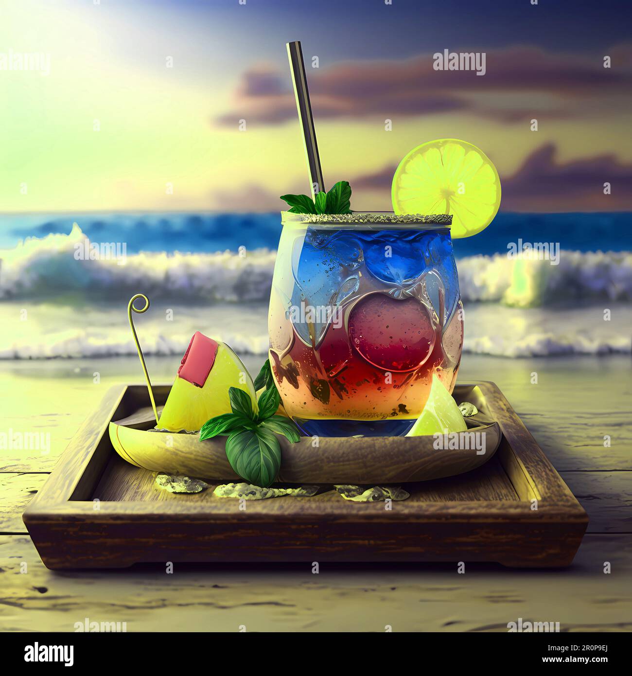 Tray of cocktails on a beach hi-res stock photography and images - Alamy