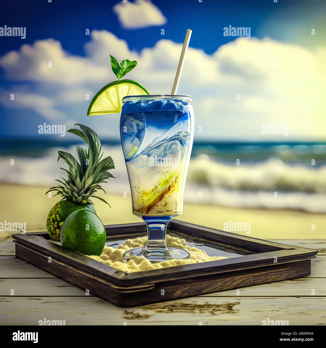 Tray of cocktails on a beach hi-res stock photography and images - Alamy