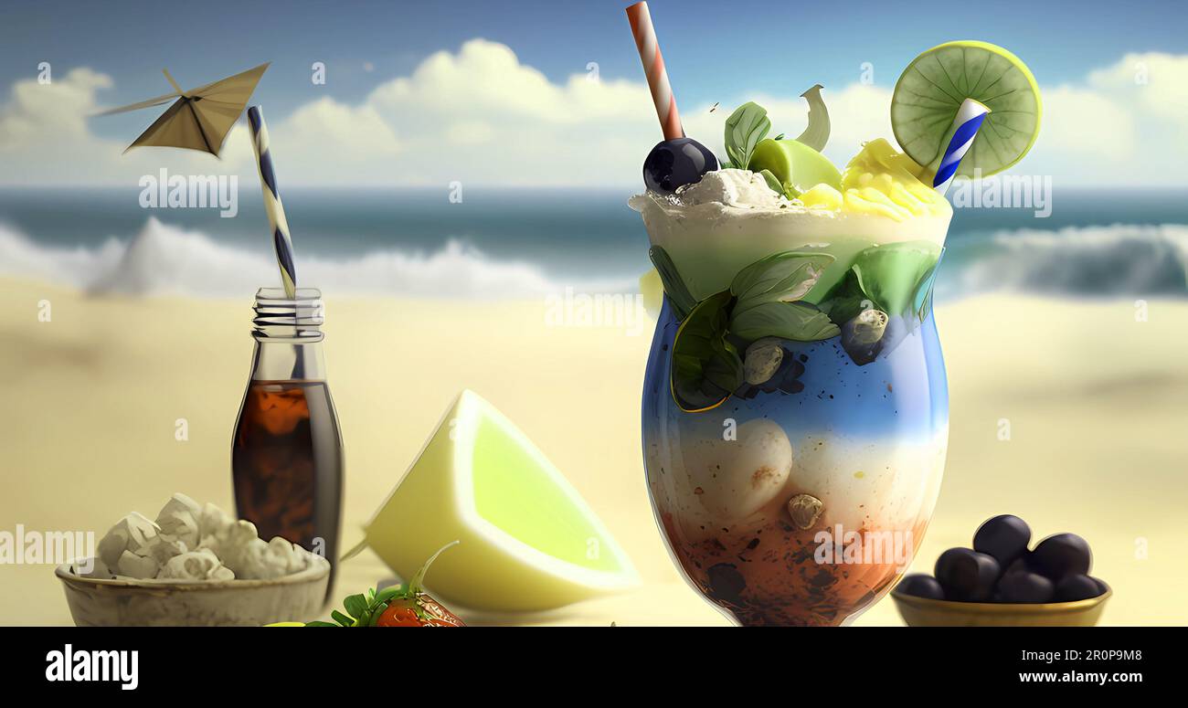 Tray of cocktails on a beach hi-res stock photography and images - Alamy