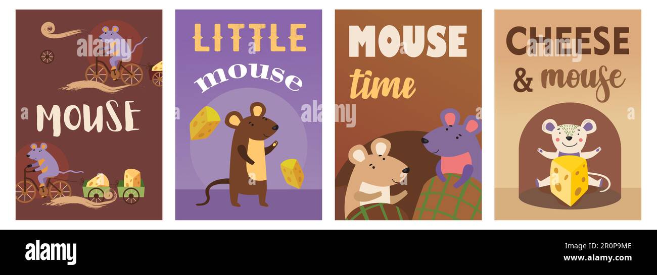 Trendy poster designs with cute mice Stock Vector Image & Art - Alamy