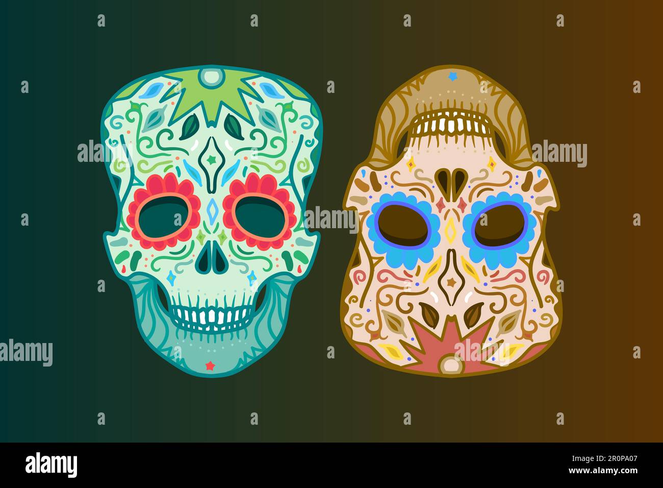 Mexican Skull with ornament for print, sticker, wrap, poster and ...