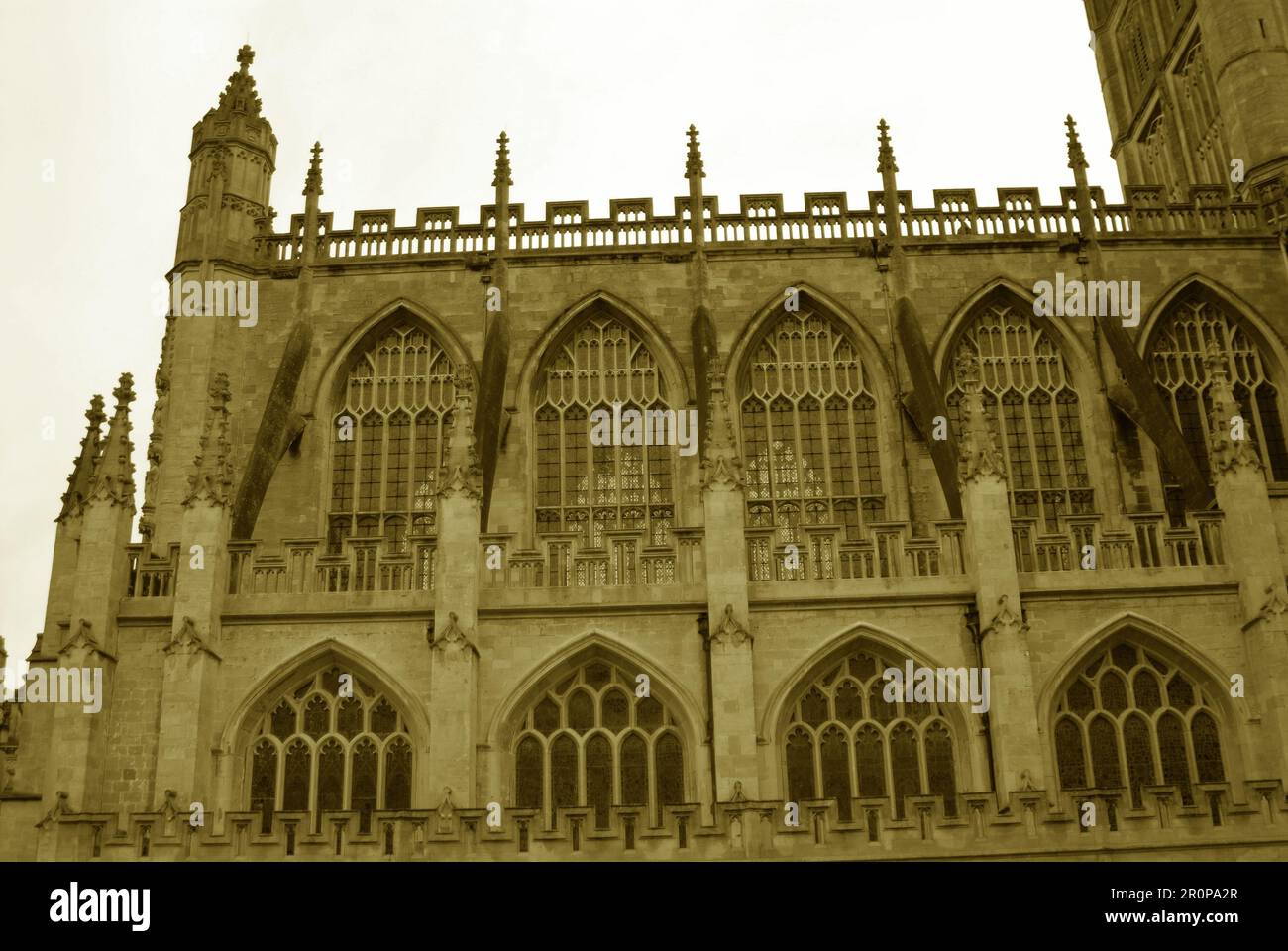 Ancient gothic church parapet silhouette in sepia tone Stock Photo - Alamy