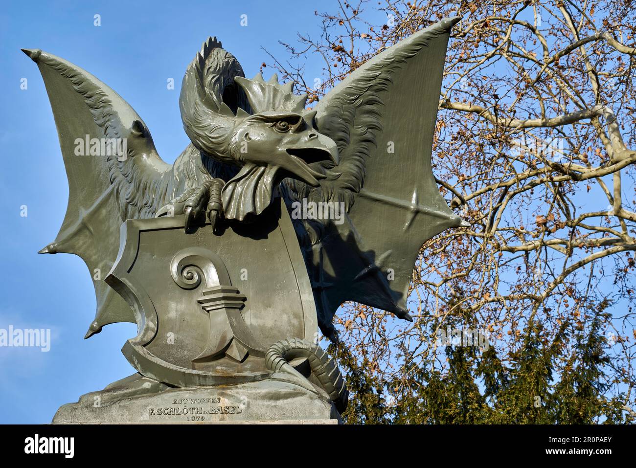 Bridge keeper basilisk (dragon with wings and Basel coat of arms) at ...