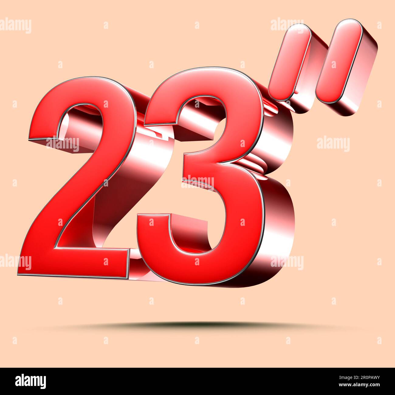 Number 23 in red 3D illustration on light cream background have work ...