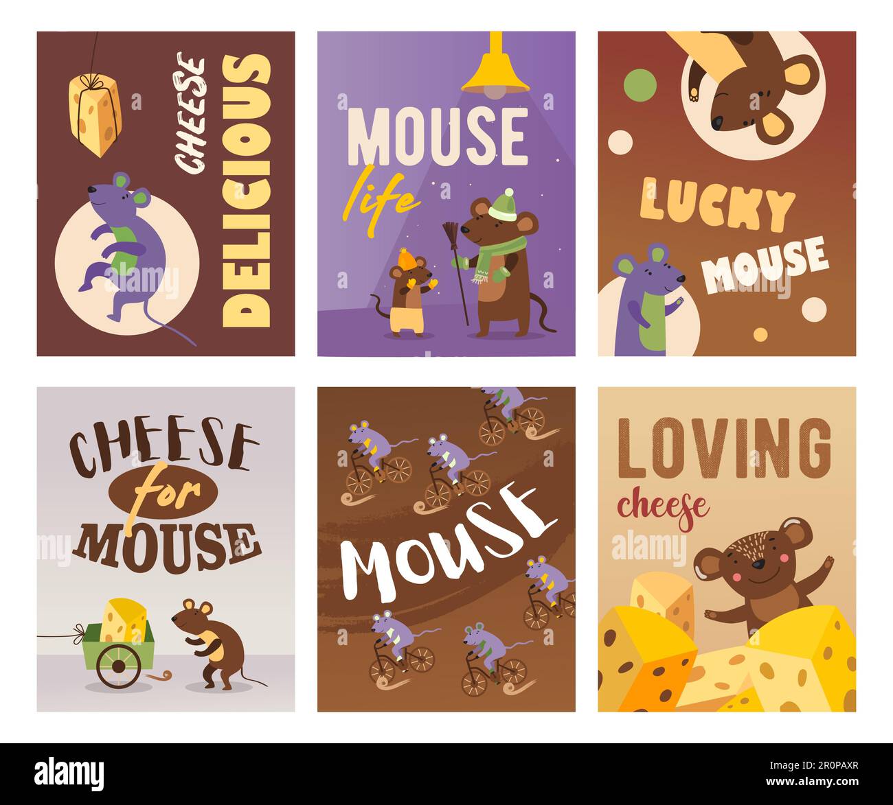 Bright greeting card designs with happy mice Stock Vector Image & Art ...