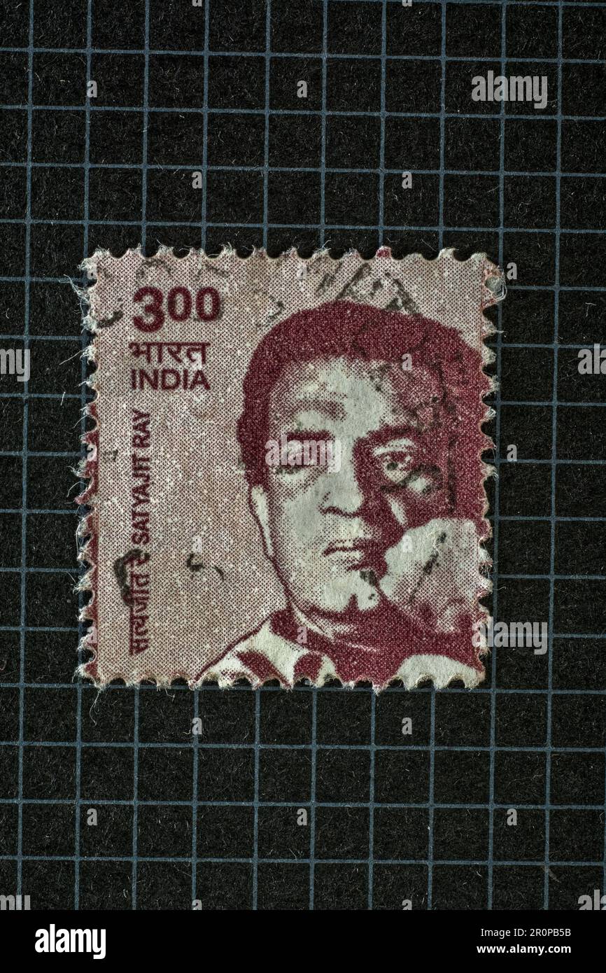 09 25 2013 Vintage 3.00 Rupees Postal Stamp of Film maker Satyajit Ray ...