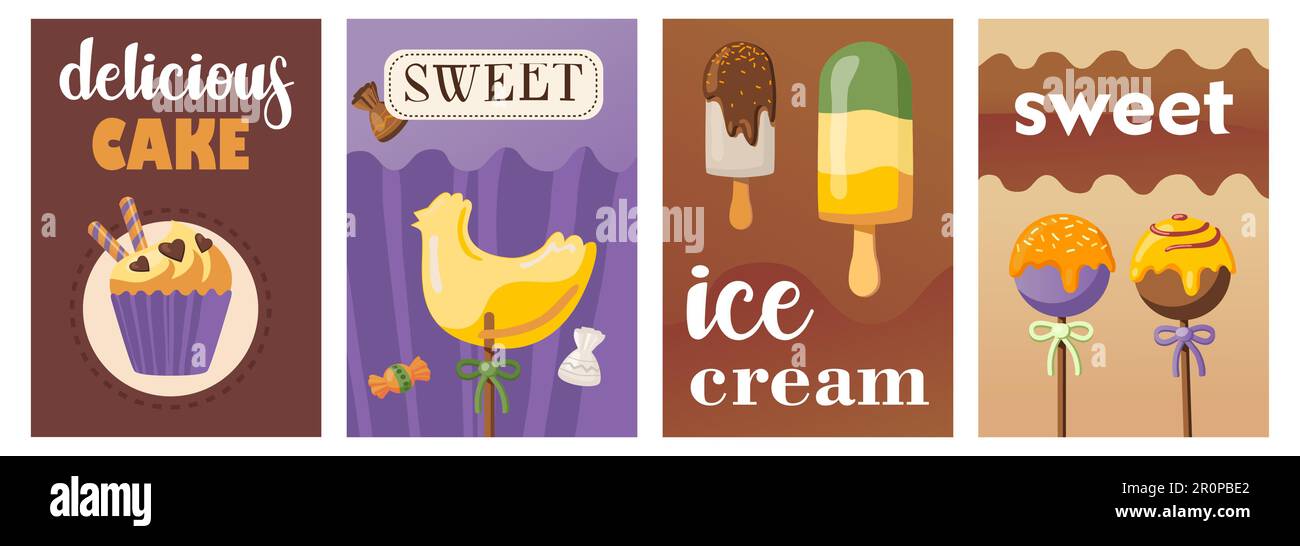 Trendy poster designs with cakes and sweets Stock Vector Image & Art ...