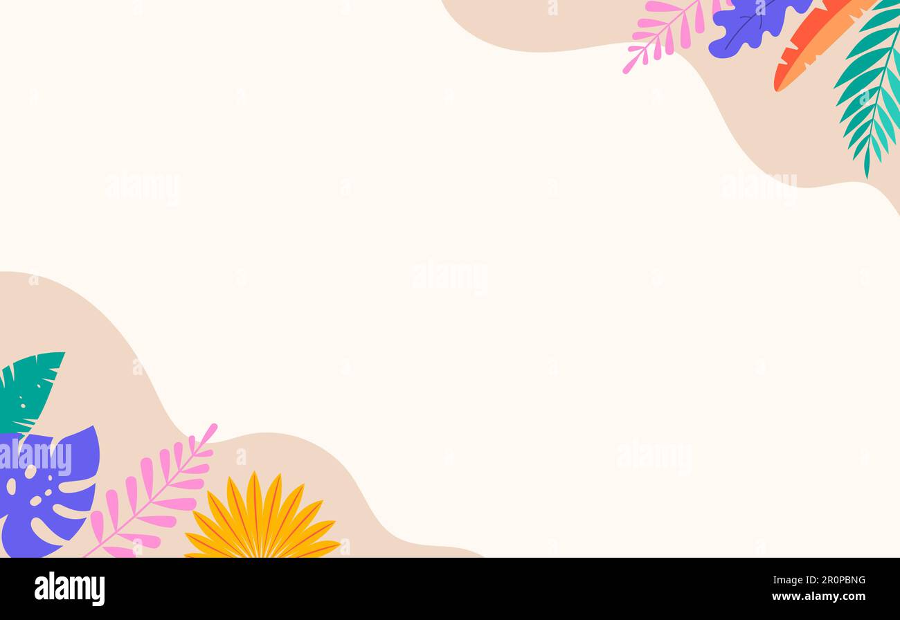 Summer background, abstract design with tropical leaves, colorful ...