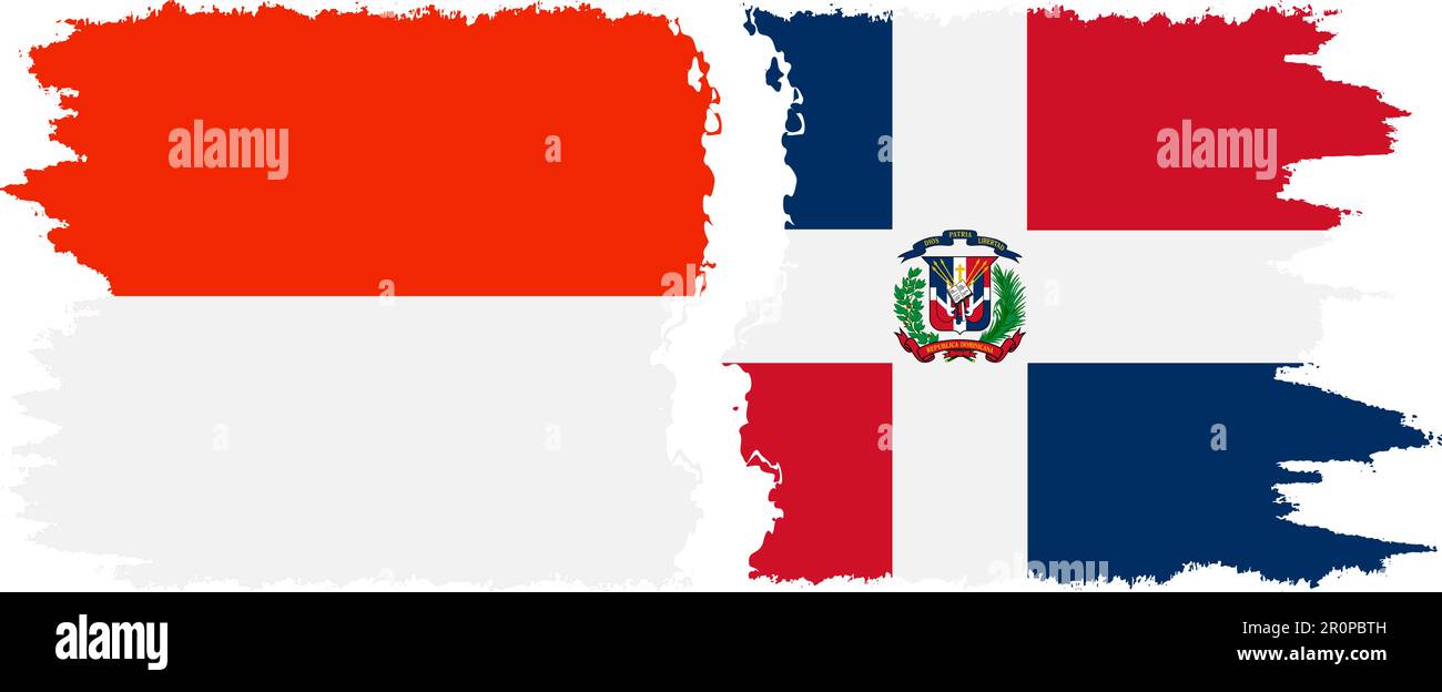 Dominican Republic and Indonesia grunge flags connection, vector Stock ...
