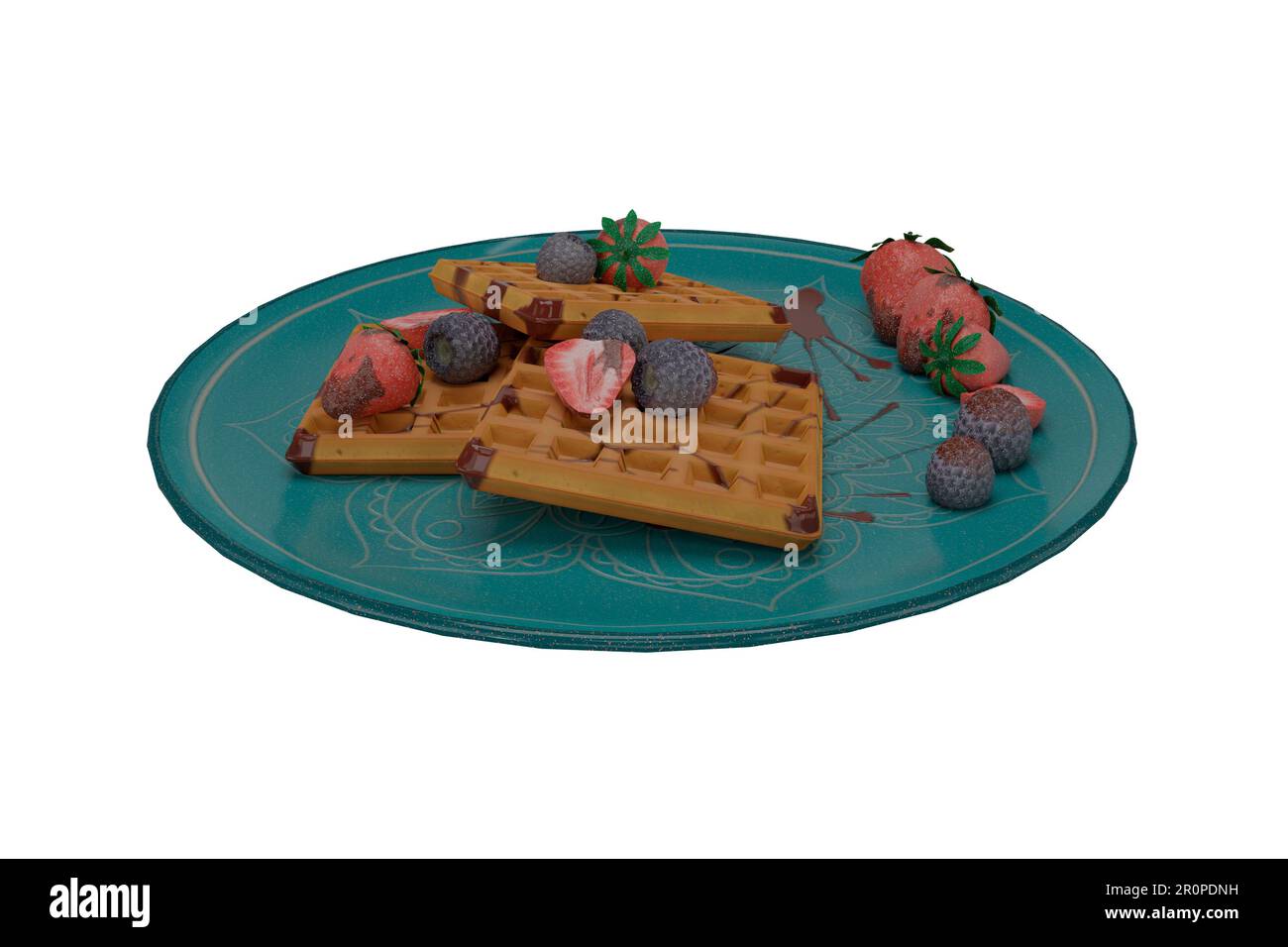 realistic belgian waffles 3d rendering Stock Photo - Alamy