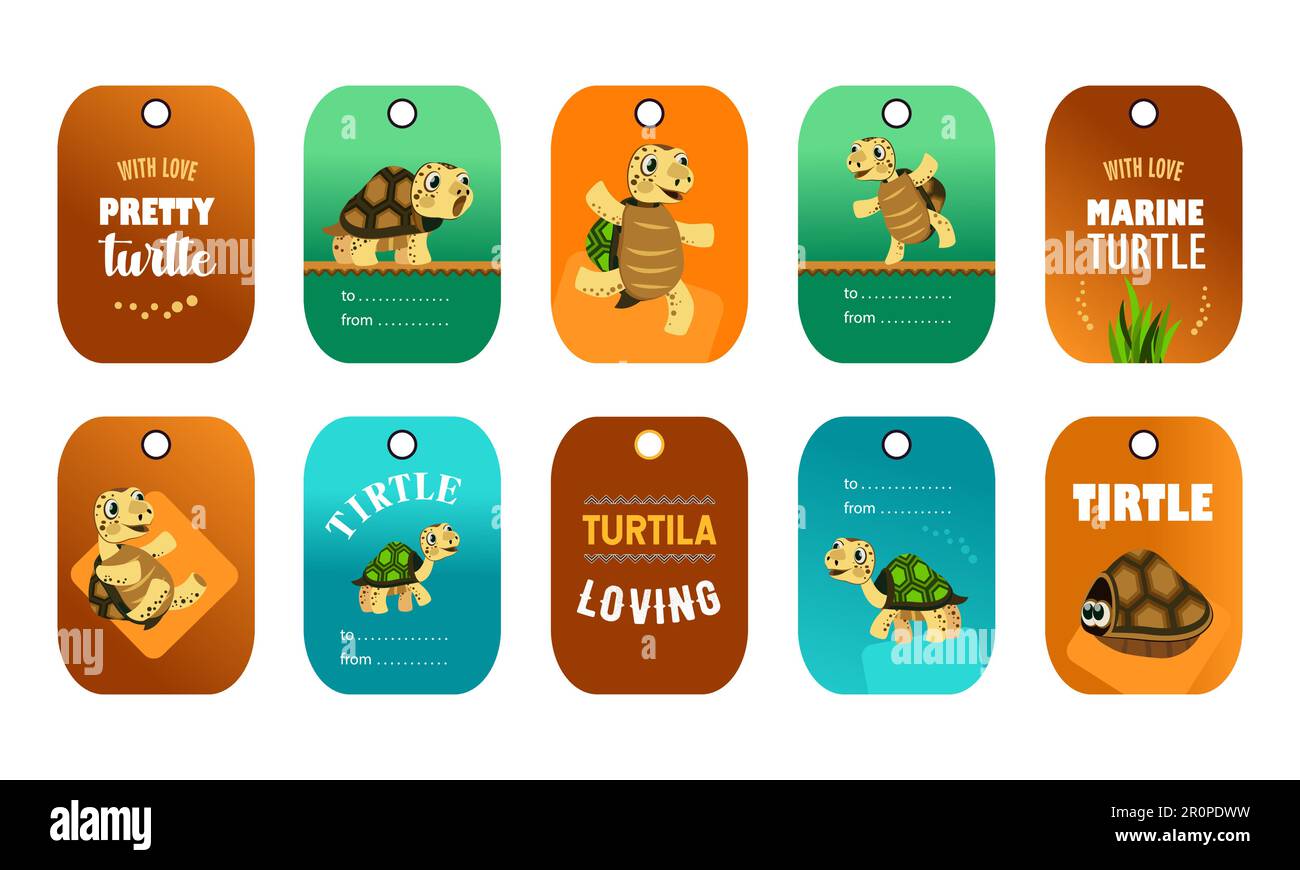 Bright special tag designs with pretty turtle Stock Vector Image & Art ...