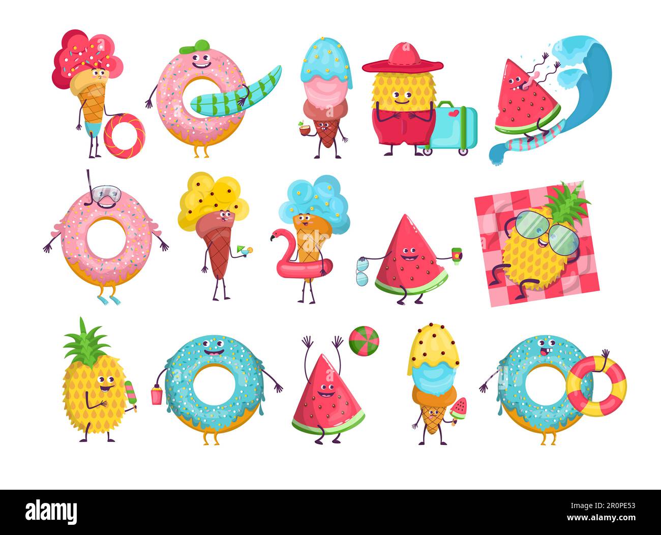 Summer cartoon characters set Stock Vector Image & Art - Alamy