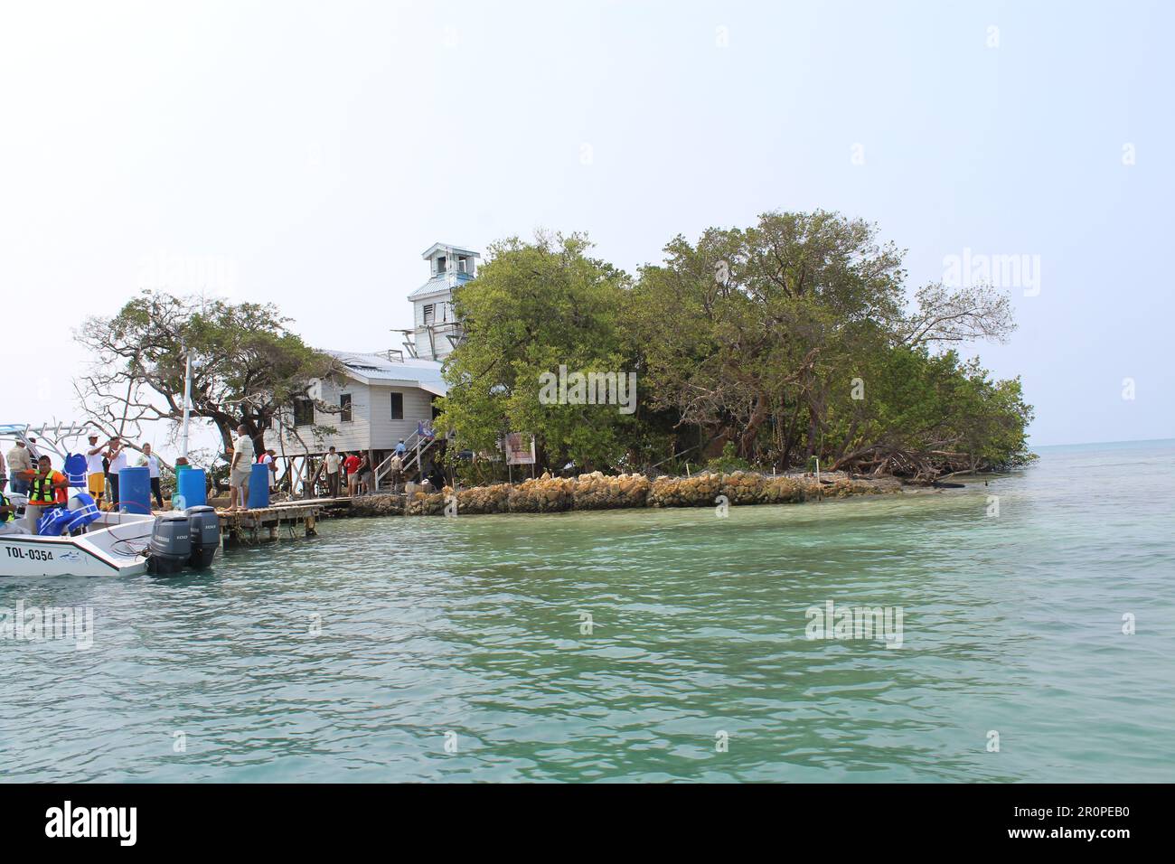 PUNTA GORTDA, BELIZE - MAY 11, 2016 Abalone Caye in the Port Honduras ...