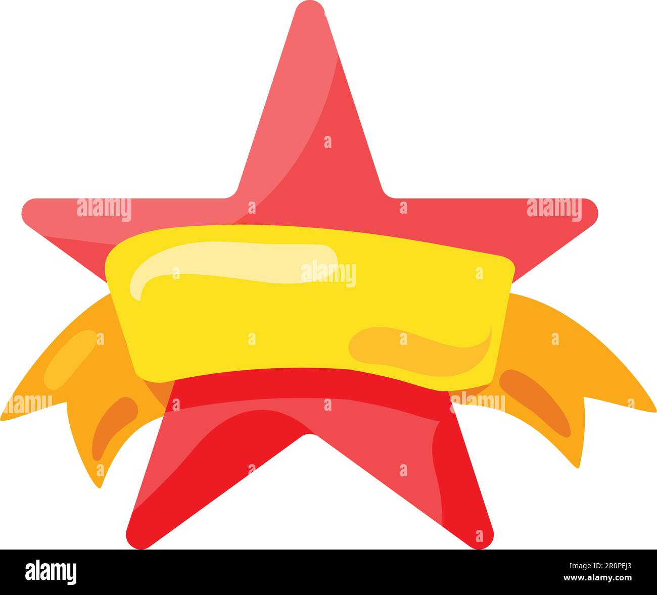 Star with ribbon flat color illustration. Award, trophy, reward. Winner ...