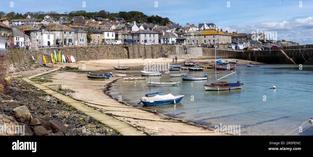 Landscape view of Historic Fishing Harbour Mousehole in Cornwall ...