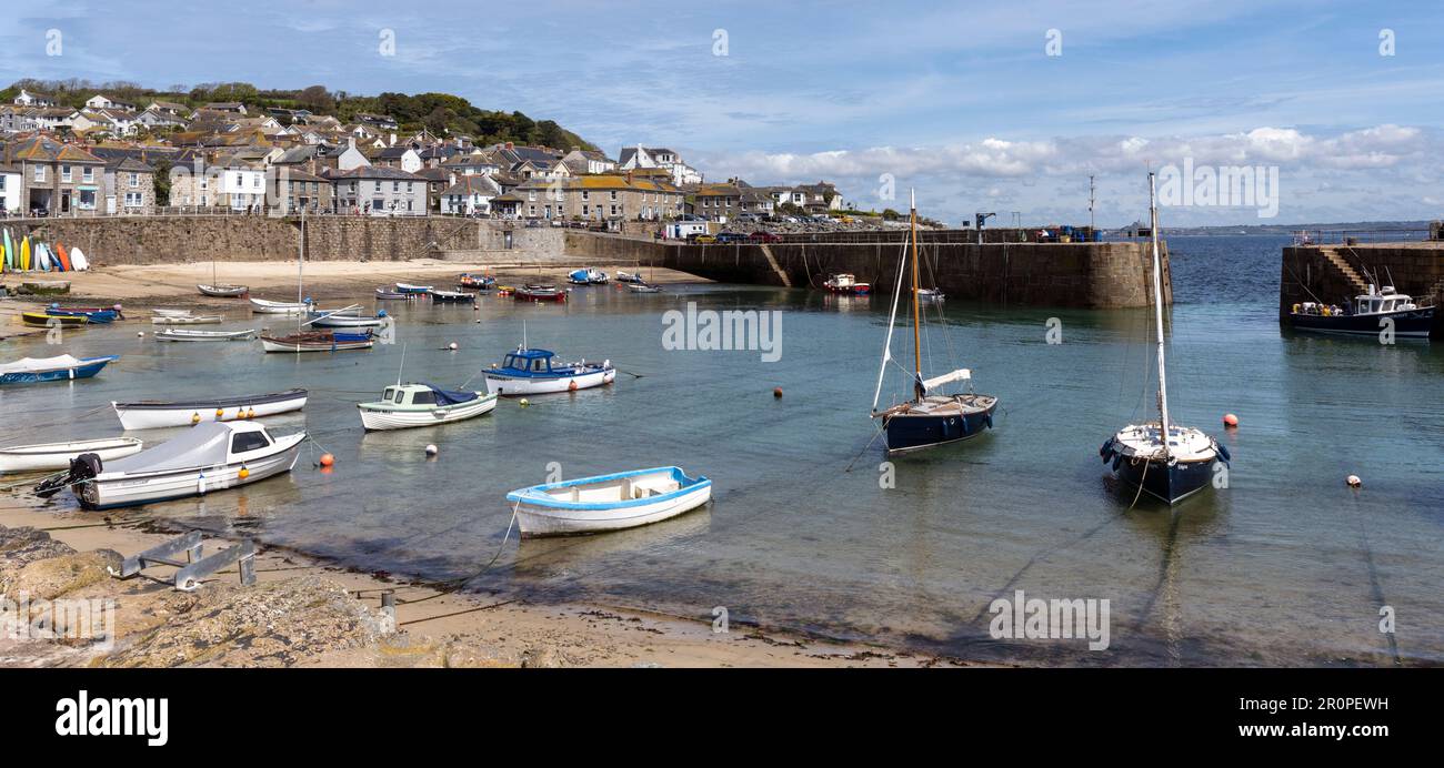 Landscape view of Historic Fishing Harbour Mousehole in Cornwall ...