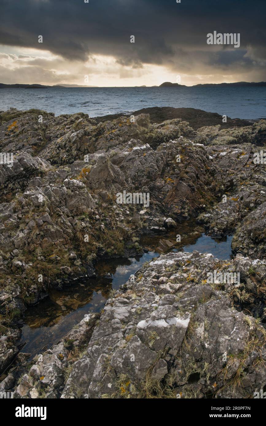 The shoreline at Appin in North Argyll with views to Morvern and ...