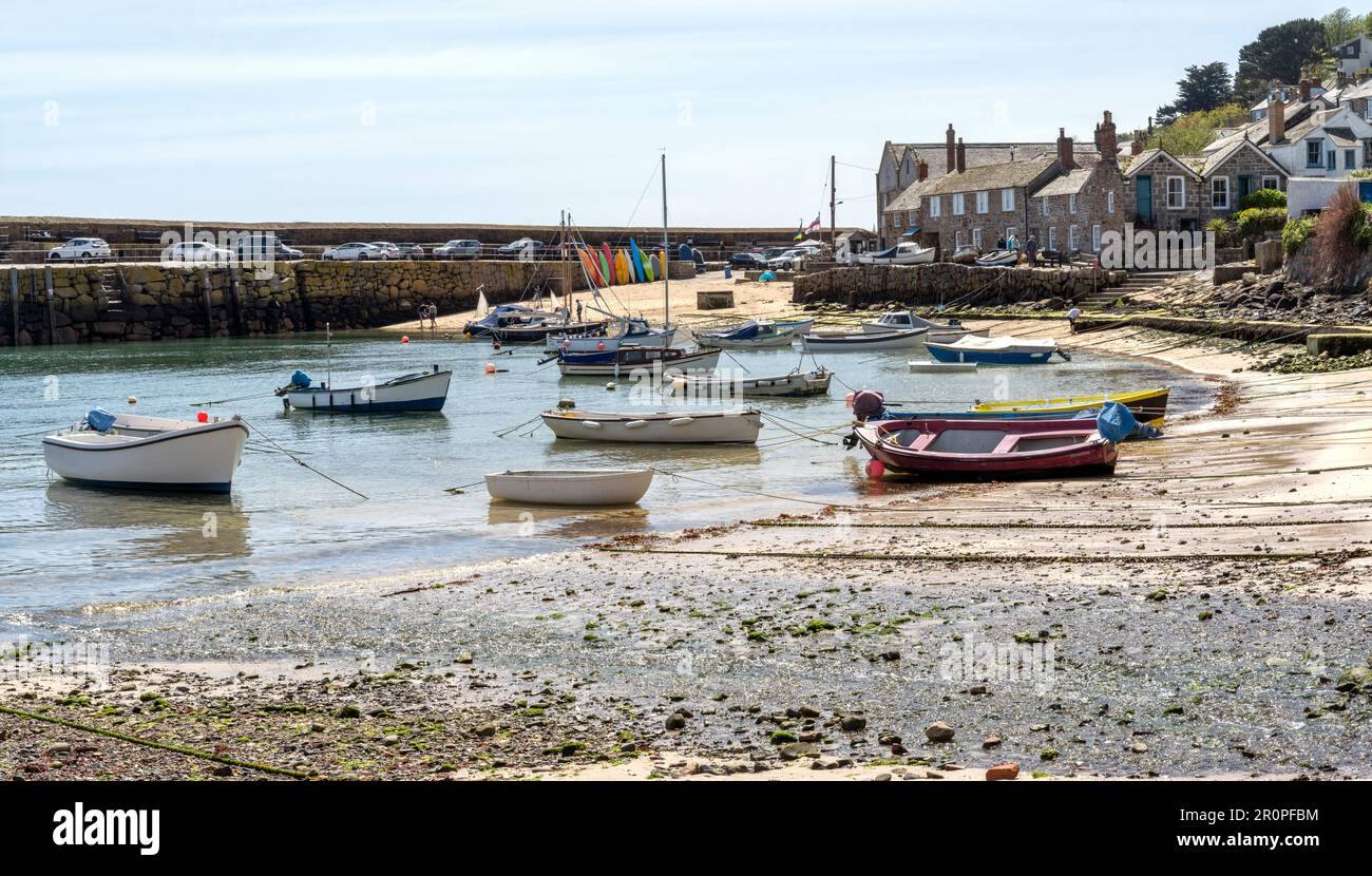 Landscape view of Historic Fishing Harbour Mousehole in Cornwall ...