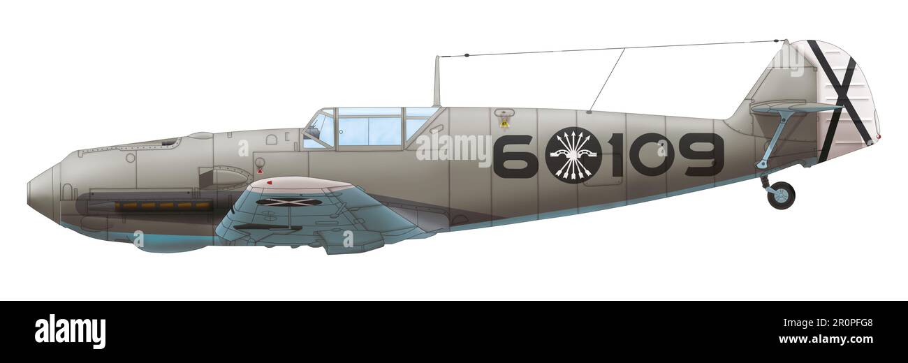 Messerschmitt Bf 109E-1 (6 109) of the Fighter Group 25 of the Spanish ...