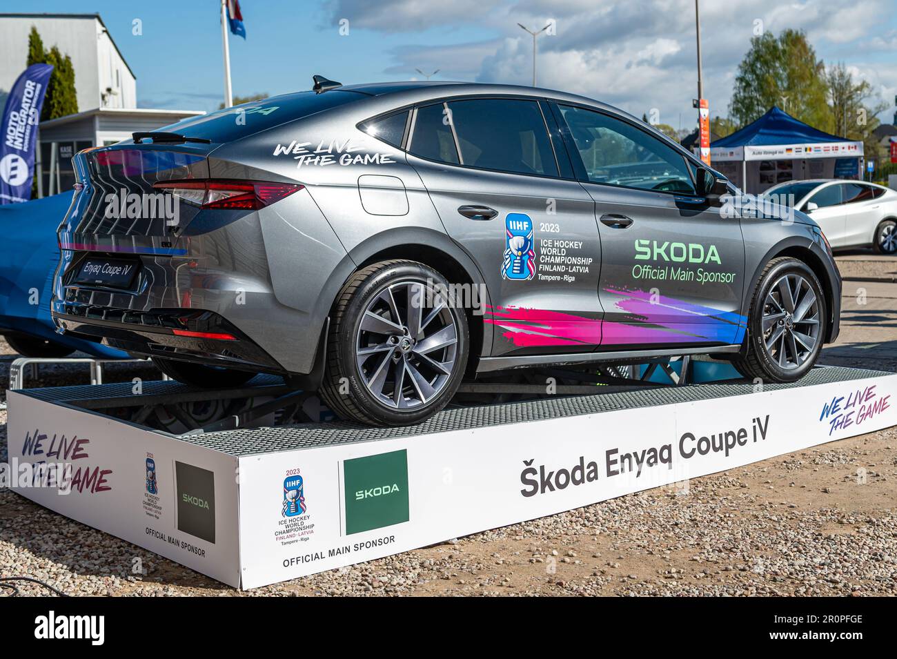 Riga, Latvia, April 28, 2023: new Skoda Enyaq Coupe IV RS electric SUV ...