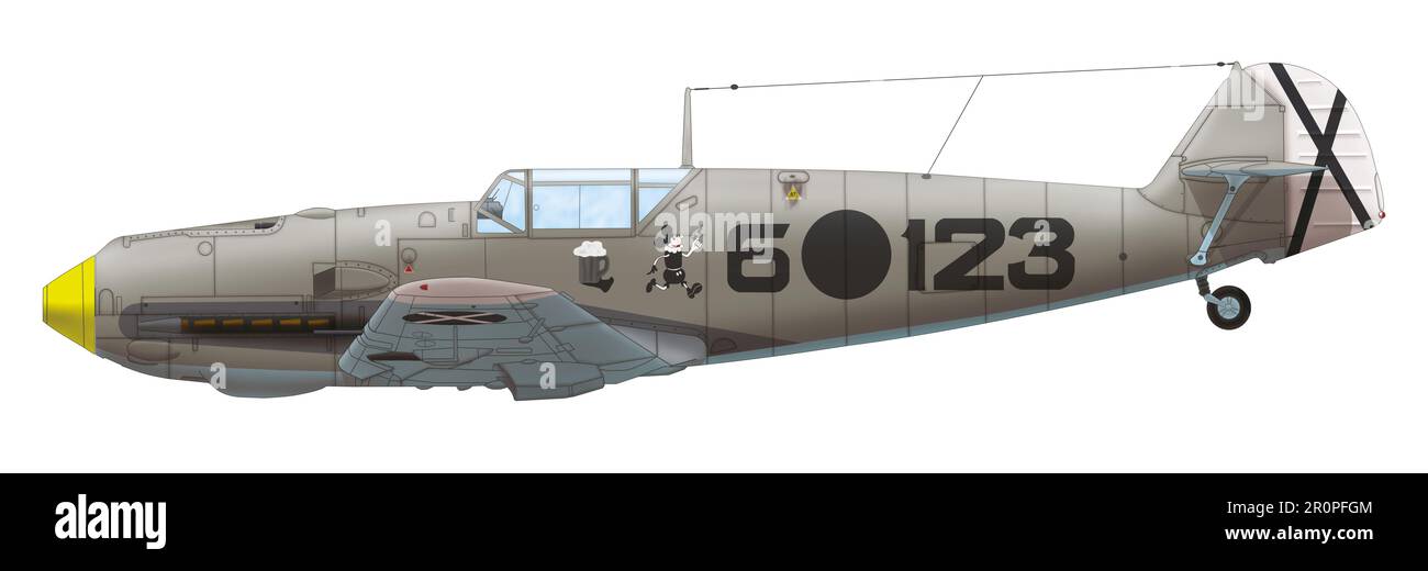 Messerschmitt Bf 109E-3 (6 126) piloted by Hans Schmoller-Haldy of the ...