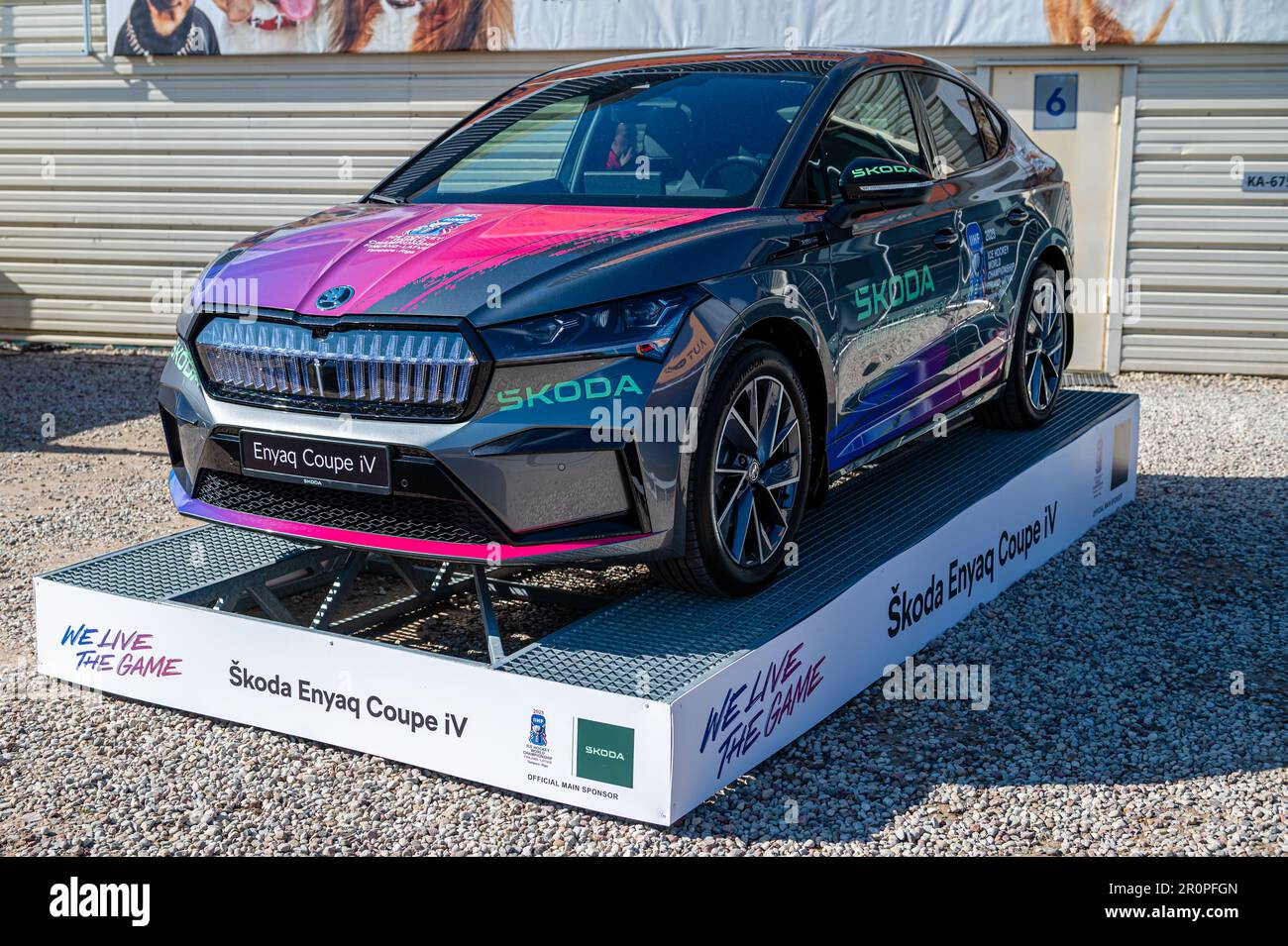 Riga, Latvia, April 28, 2023: new Skoda Enyaq Coupe IV RS electric SUV ...