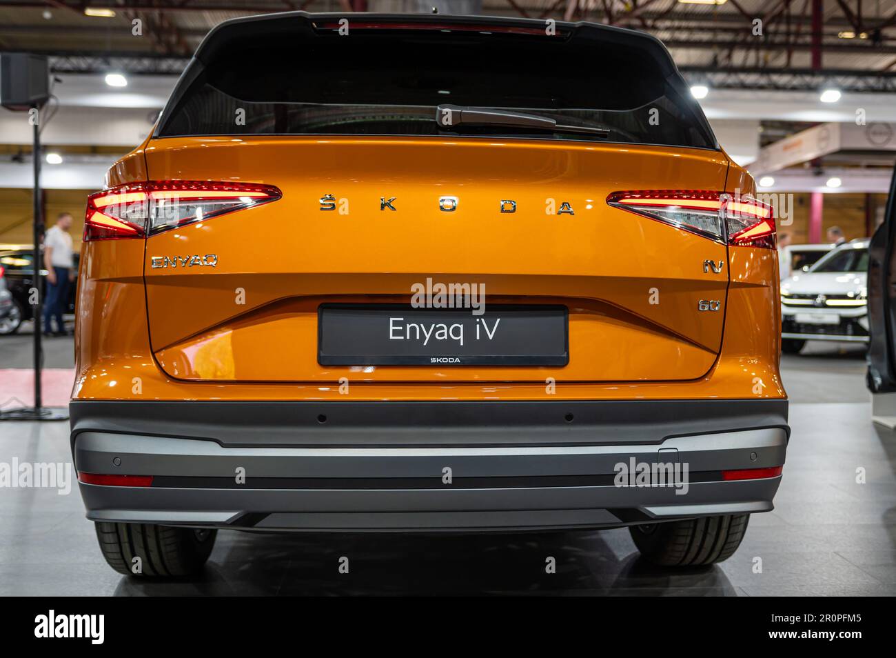 Riga, Latvia, April 28, 2023: New electric suv Skoda Enyaq IV premiere ...