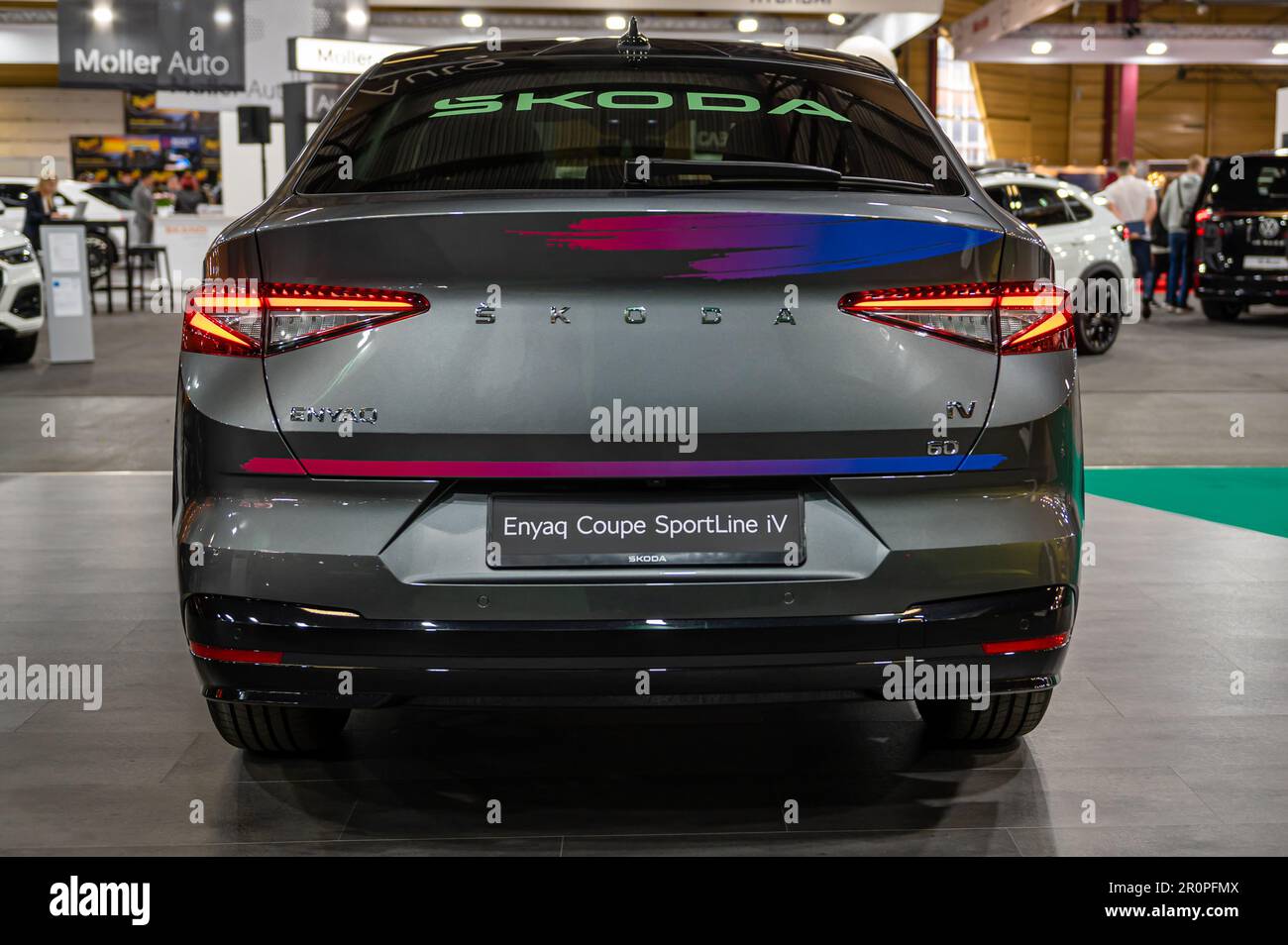 Riga, Latvia, April 28, 2023: new Skoda Enyaq Coupe IV RS electric SUV ...