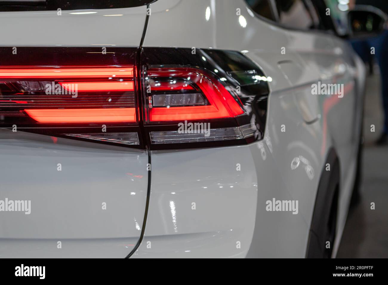 Riga, Latvia, April 28, 2023: LED rear lights and car design closeup of ...