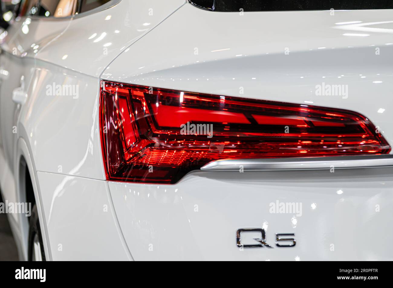 Riga, Latvia, April 28, 2023: LED rear lights and car design closeup of ...