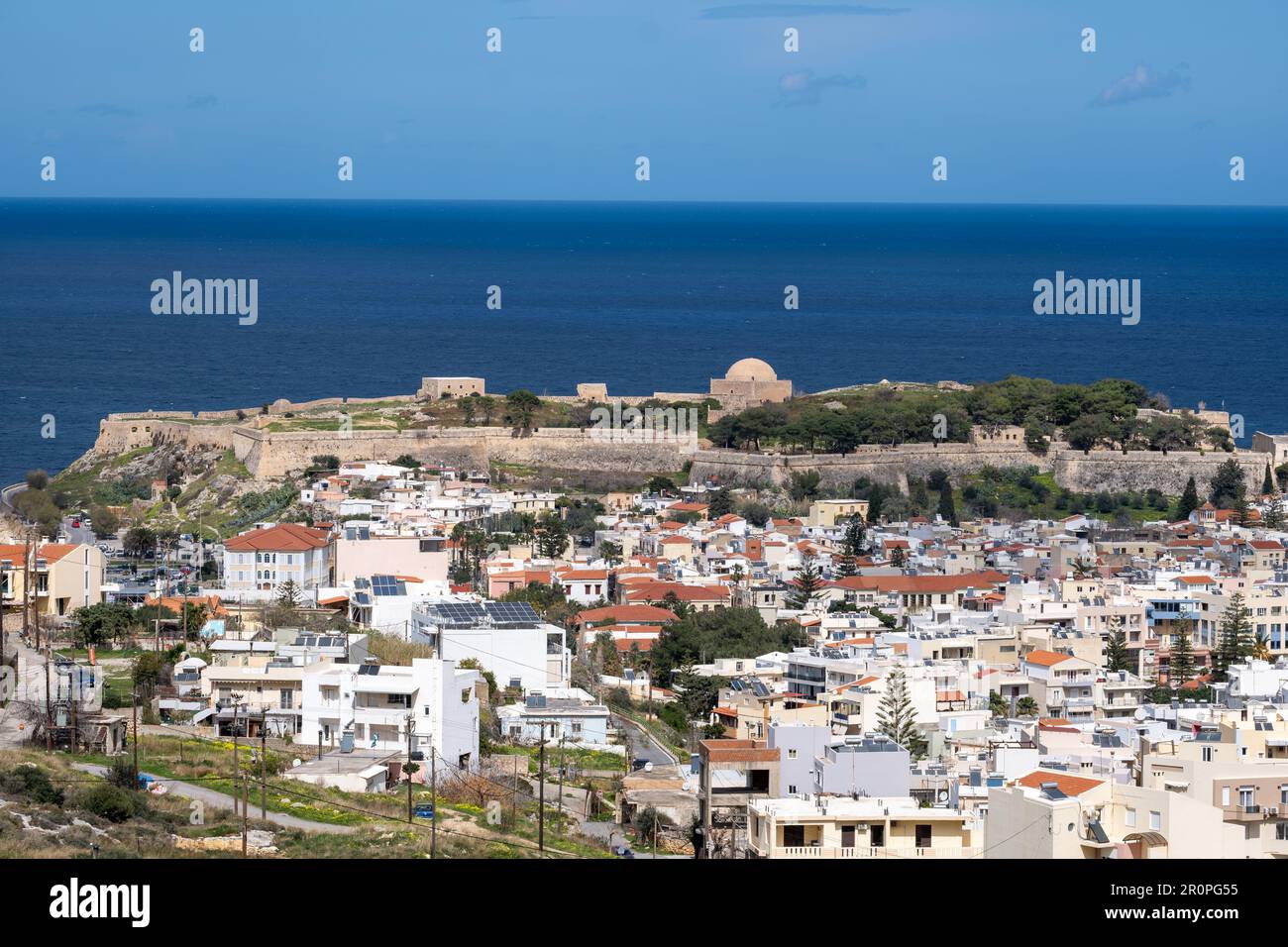 The Fortezza, the citadel of the city of Rethymno above old town, Crete ...