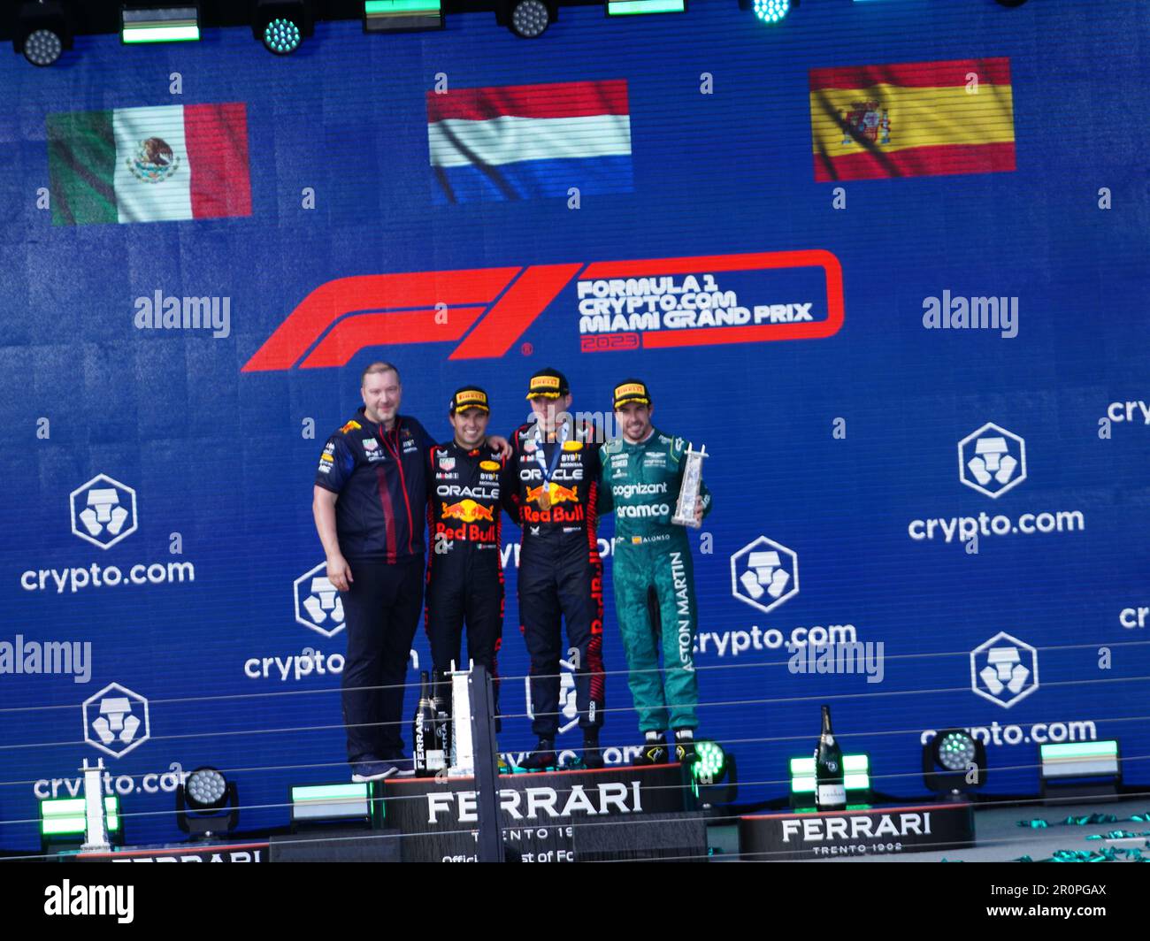 Podium with race winner max versatppen hi-res stock photography and ...