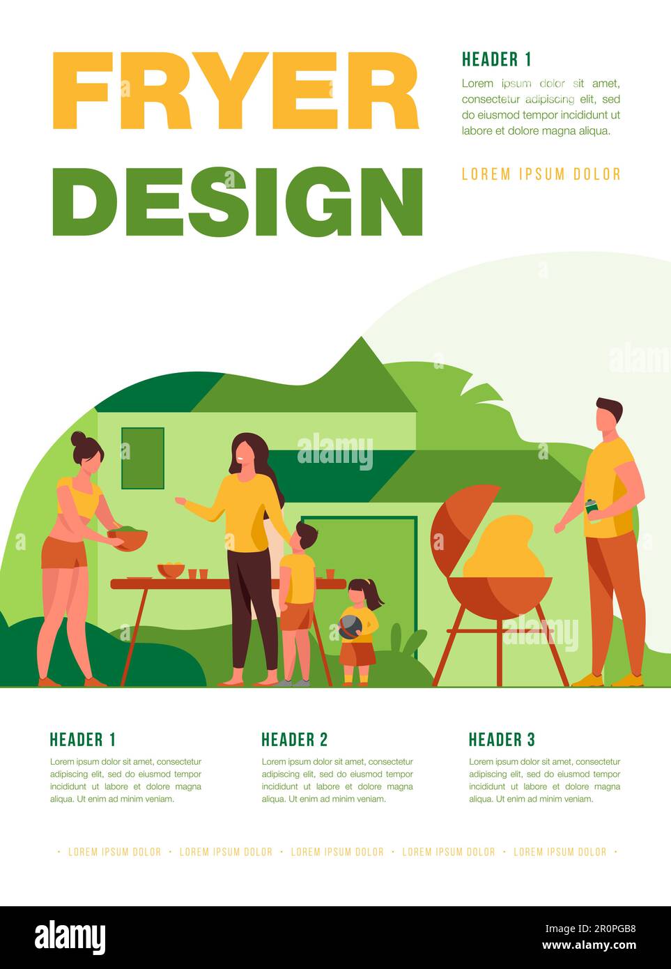 Family on BBQ party on backyard flat vector illustration Stock Vector ...