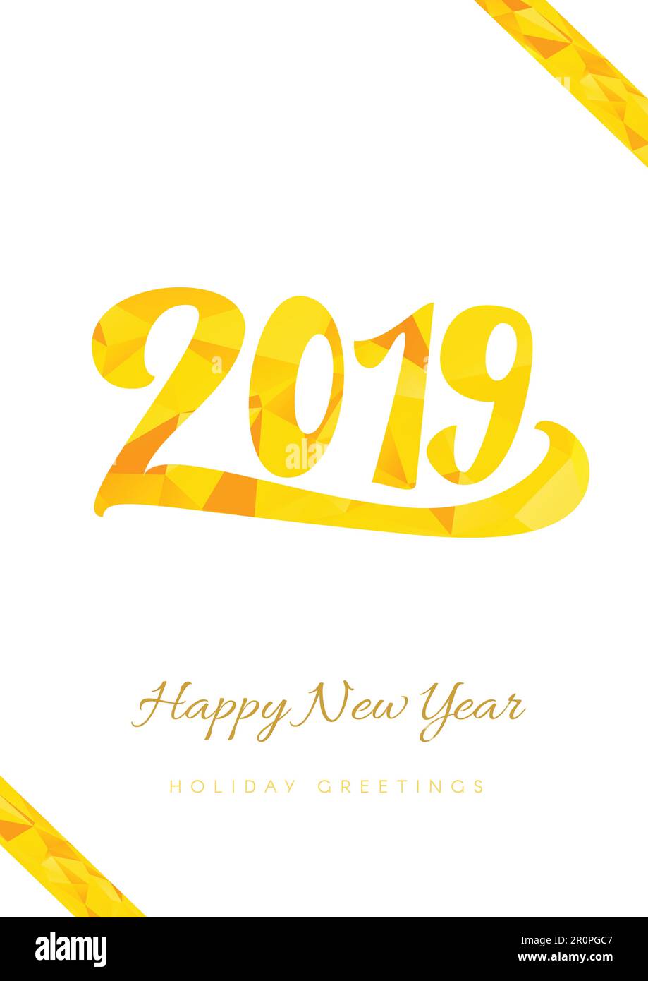 Happy New Year greeting card template. 2019 calligraphic lettering. Low ...