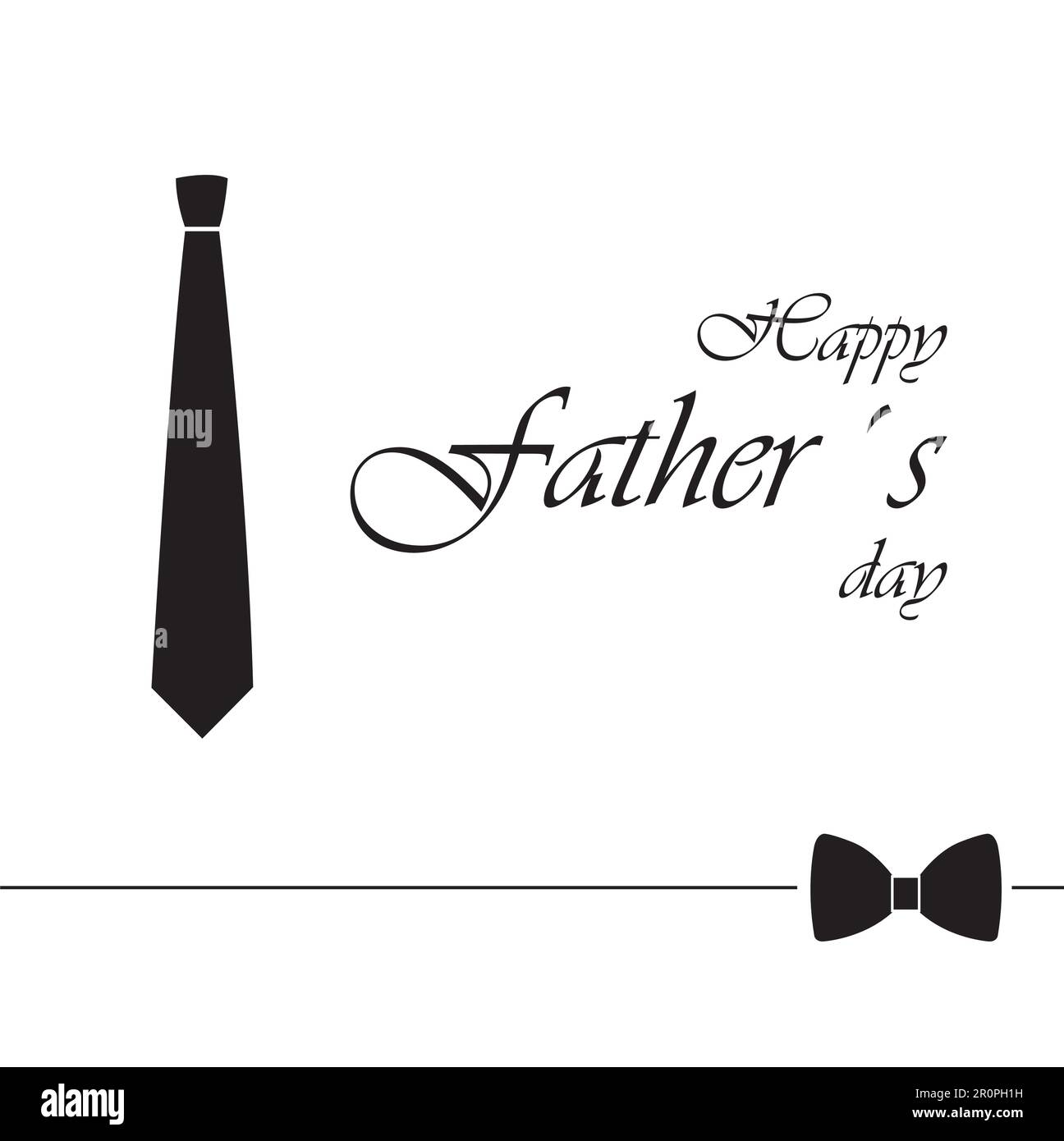 Father´ s day greeting card with a black tie and a bow tie on a white ...