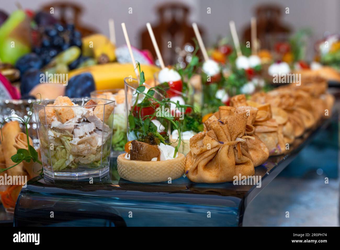 pancake bag with filling on the buffet table with snacks Stock Photo ...
